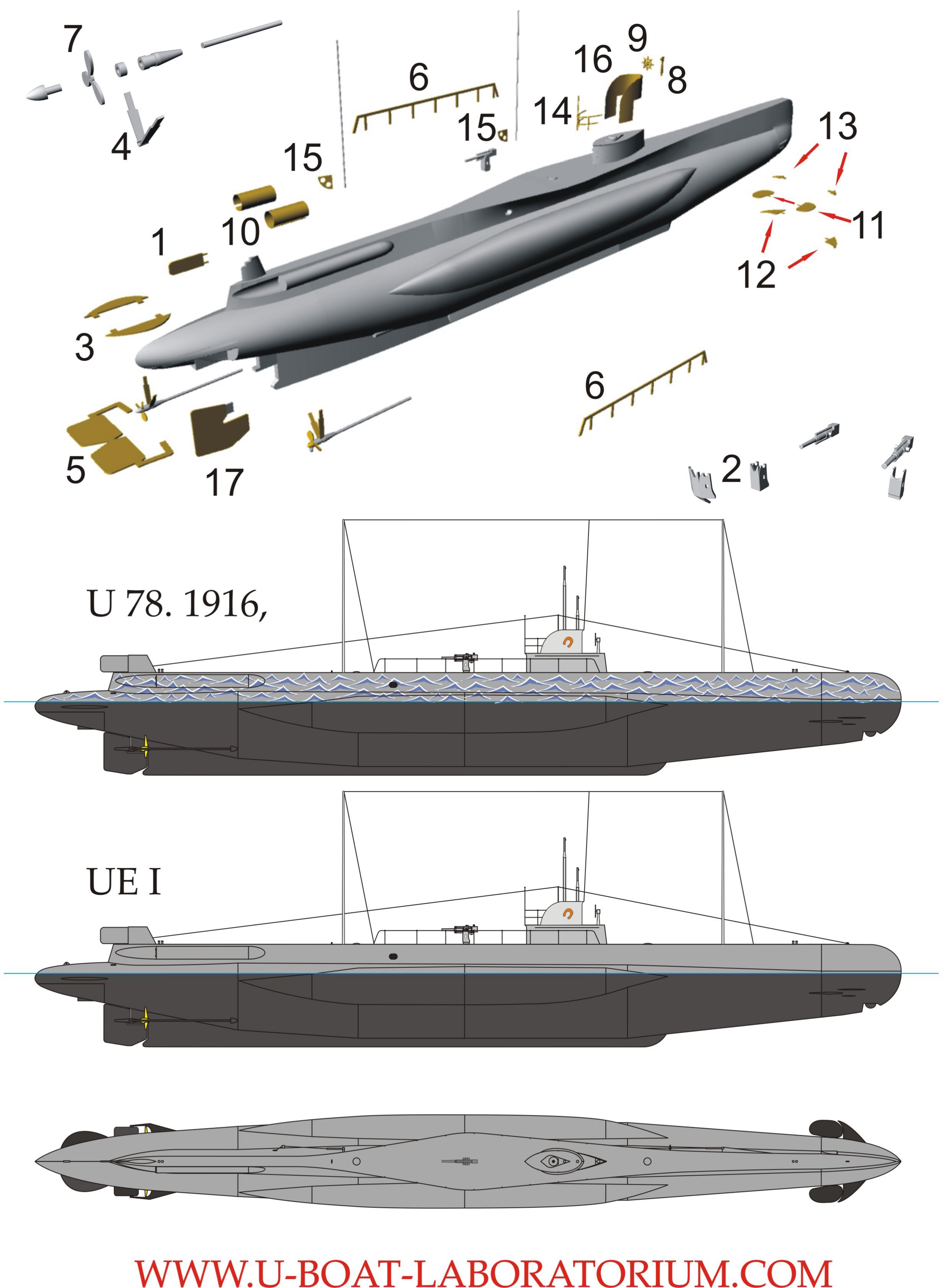 3573 - German Submarine U-78, 1916, 1/350